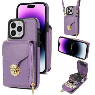 IPHONE 16 PRO MAX ALL-IN-ONE CASE WITH WALLET & STRAP - PURPLE