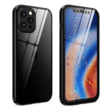 IPHONE 12 PRO MAX MAGNETNA MASKA SA KALJENIM STAKLOM - CRNA