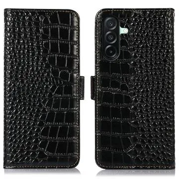 SAMSUNG GALAXY A27 CROCODILE SERIJA KOŽNA MASKA-NOVČANIK SA RFID-OM - CRNA
