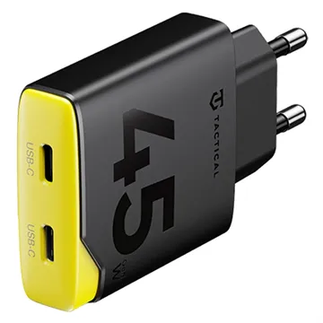 TACTICAL MINIMI 45W CC GAN FAST CHARGER - 2X USB-C - BLACK / YELLOW