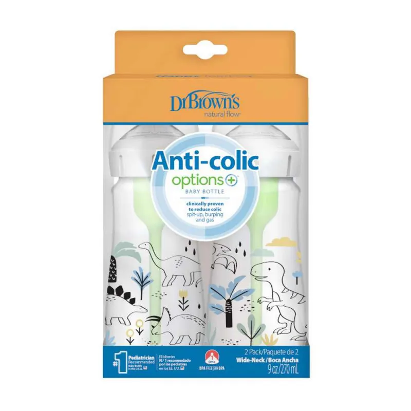 DR.BROWNS PLASTICNA OPTIONS+ BOCICA SA DIZAJNOM DINOSAURUSA 270ML- 2 U PAKOVANJU