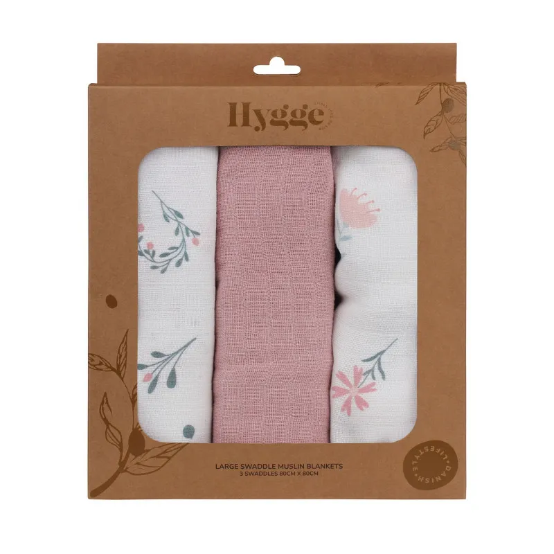 HYGGE TETRA PELENA OD MUSLINA DUSTY ROSE 3 KOM 80X80CM