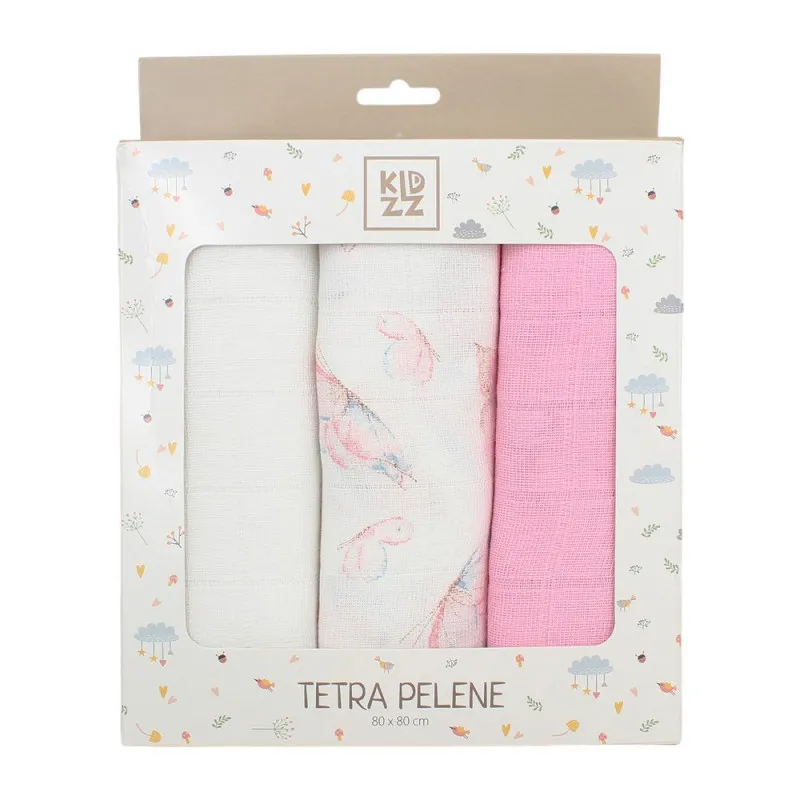 KIDZZ TETRA PELENE ROZE 3KOM 80X80CM