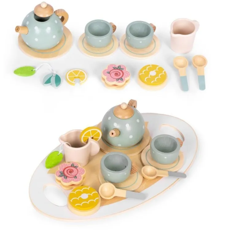 Drveni set za čaj – čajnik, šoljice, 14 delova – ECOTOYS