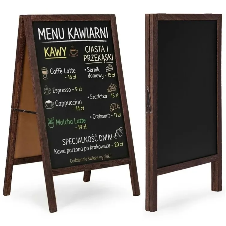 Reklamni A-stalak 83×50 cm, dvostrana tabla za pisanje kredom – ModernHome