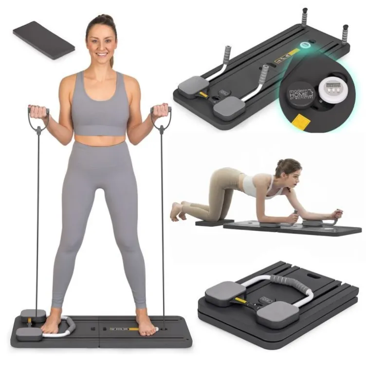 Višenamenska pilates reformer daska, sklopiva, sa LCD ekranom i ekspanzerima, ModernHome