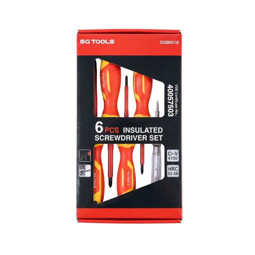 SG TOOLS VDE set odvijača 6 delova PH i SL, sa glinericom, SG00018