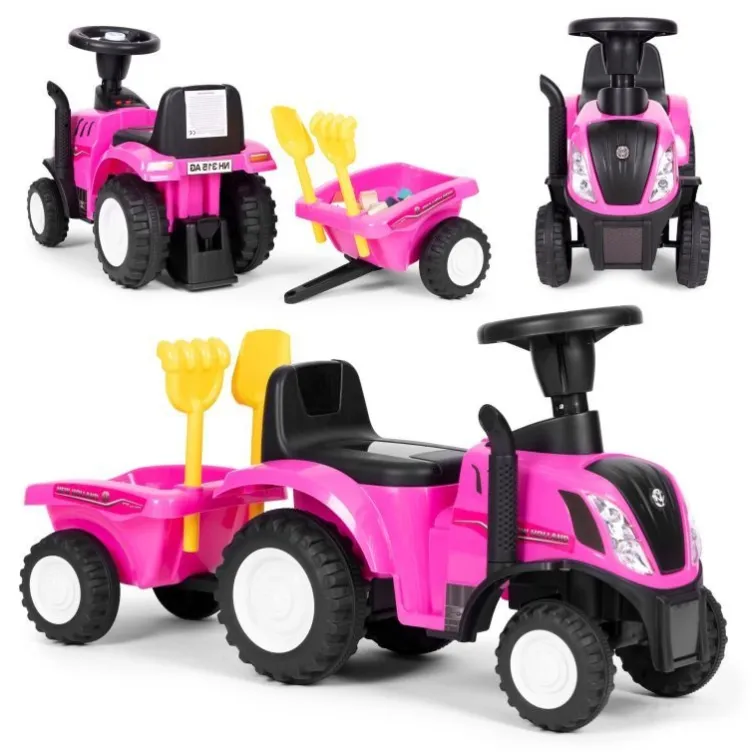 TRAKTOR SA PRIKOLICOM PINK ECOTOYS