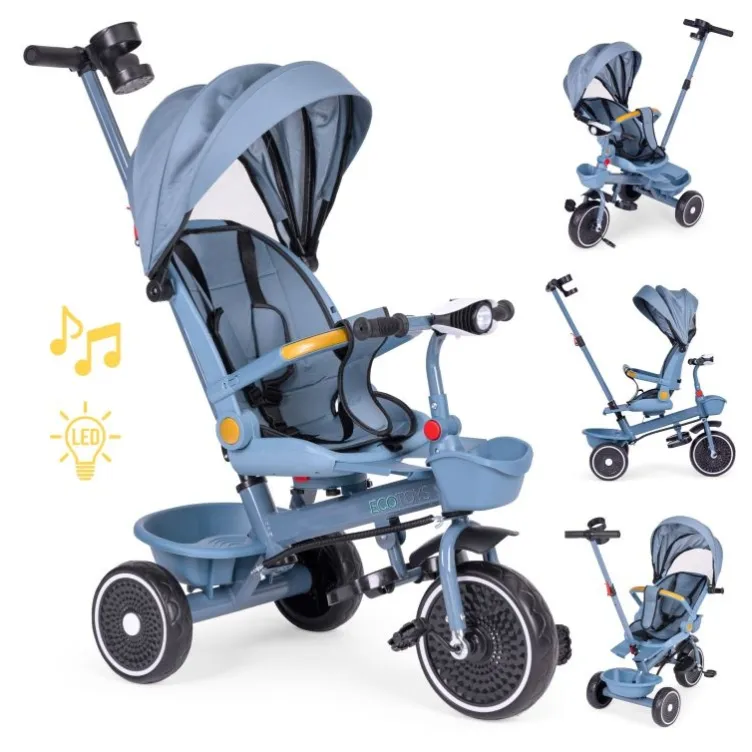 2u1 tricikl sa rotirajućim sedištem i sklopivom tendom Blue, ECOTOYS