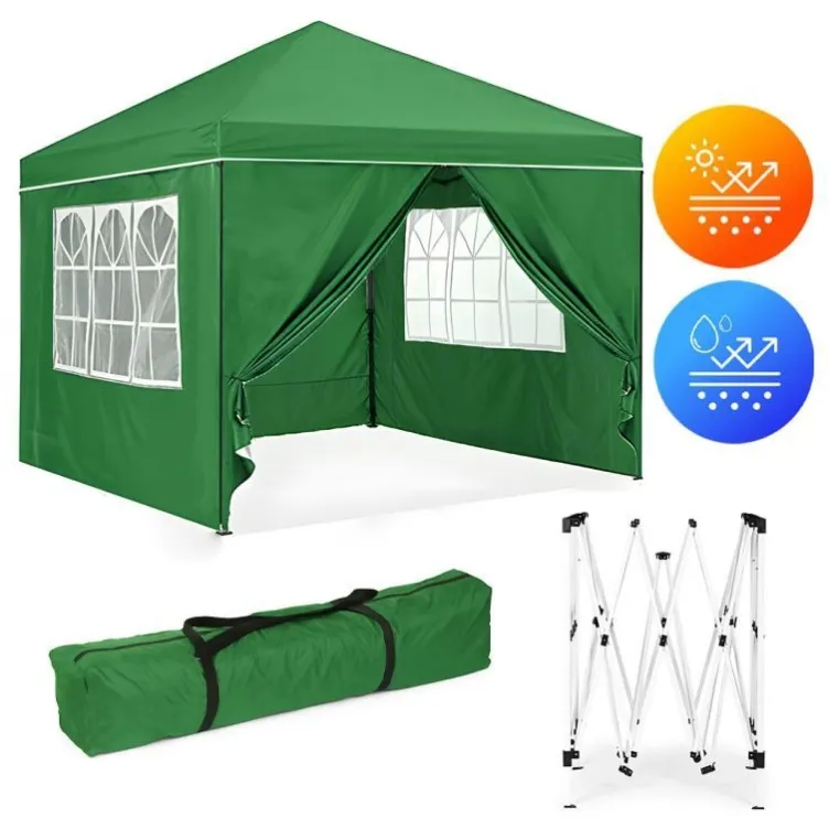 Baštenski šator/paviljon 3×3 m, automatski rasklopiv, sa 4 bočne stranice zeleni – MultiGarden