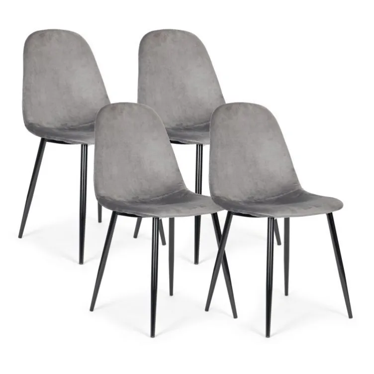 Trpezarijske stolice set 4 kom Velvet siva