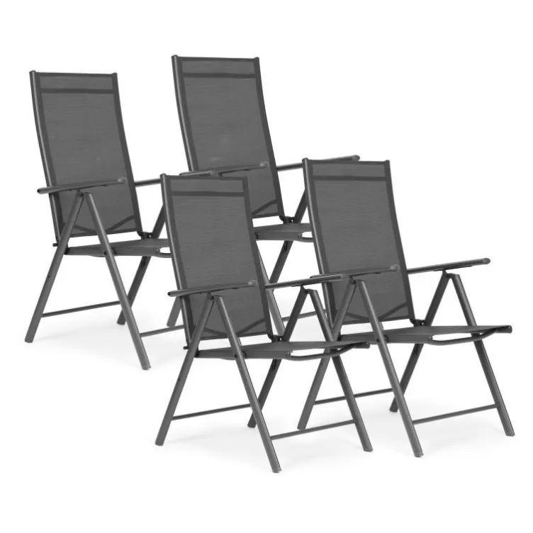 Set od 4 sklopive baštenske stolice sa podesivim naslonom, Gray, MultiGarden