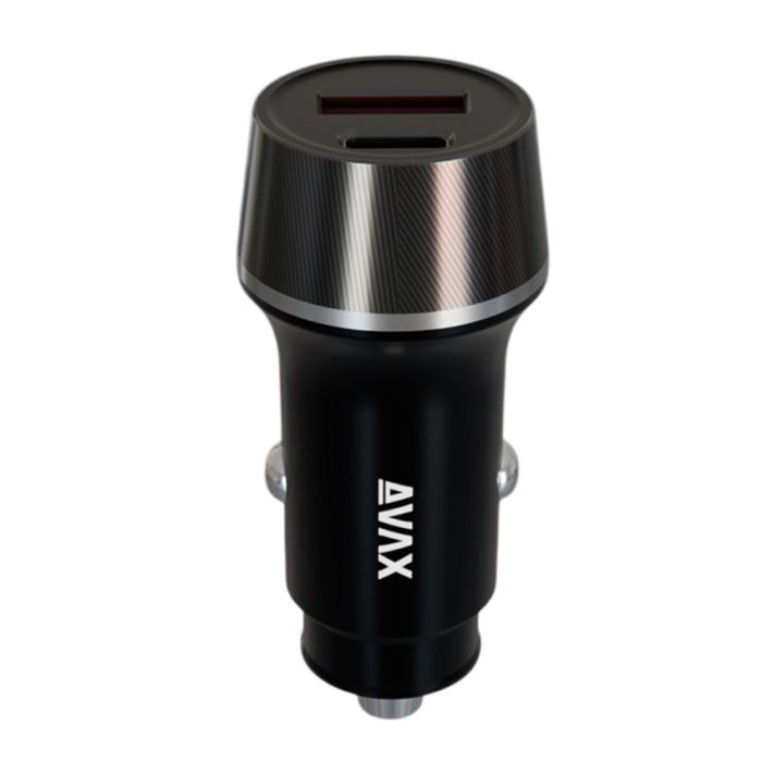Punjač za auto AVAX Carly CC304B / USB-C + USB-A / 38W / Black