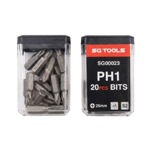 SG TOOLS bitovi PH1, 20 komada u kutijici, S2 čelik, SG00023