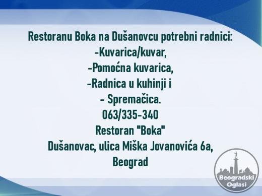 Restoranu Boka na Dušanovcu potrebni radnici