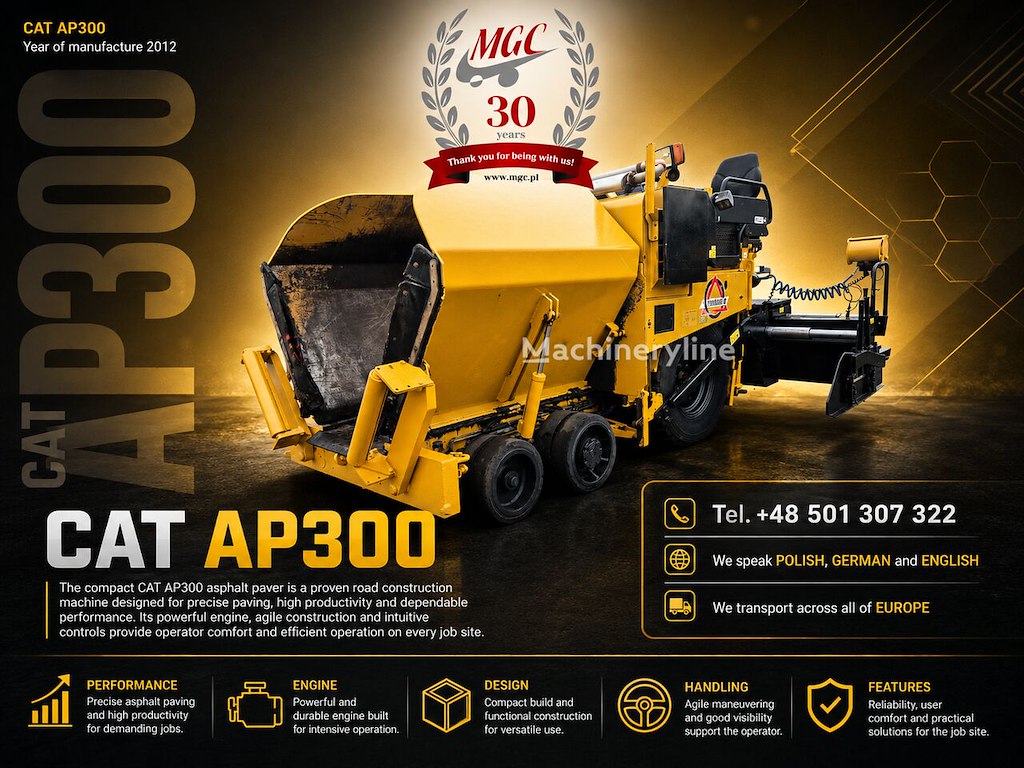 Caterpillar AP300 / 1 OWNER / SERVICED! asfaltni finišer točkaš