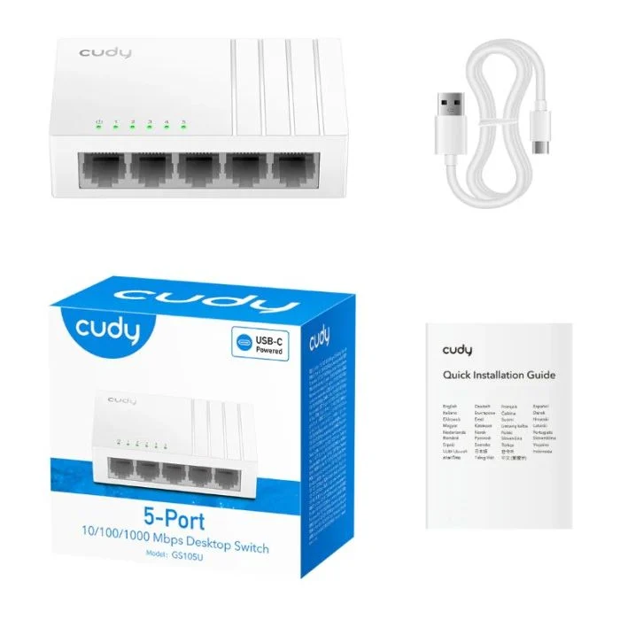 CUDY GS105U - 5-port Gigabit svič sa USB-C napajanjem
CUDY GS105U - 5-port Gigabit svič sa USB-C napajanjem