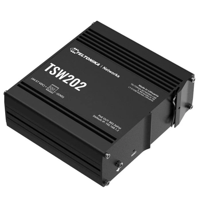 Teltonika TSW202 - industrijski upravljivi PoE+ Gigabit svič 8× RJ45 + 2× SFP
Teltonika TSW202 - industrijski upravljivi PoE+ Gigabit svič 8× RJ45 + 2× SFP