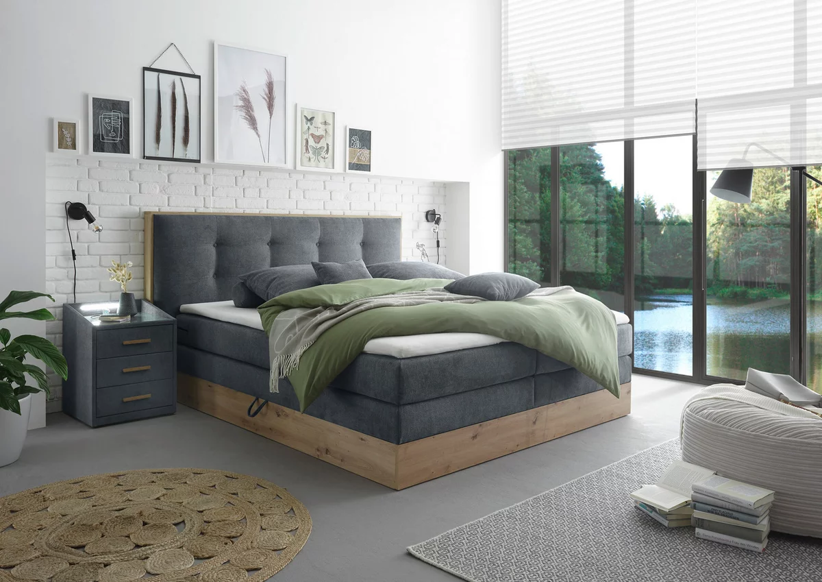 BOXSPRING KREVET 180/200 cm antracit