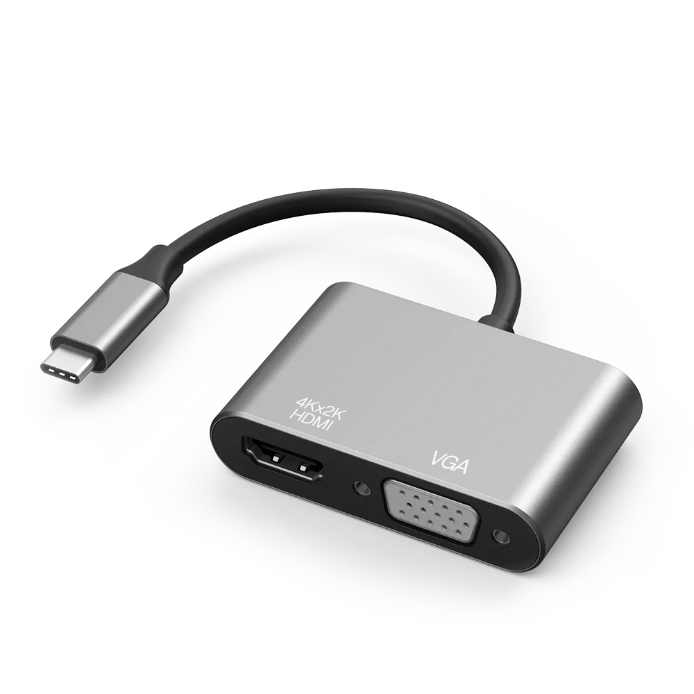 Adapter TYPE C na HDMI + VGA sivi (MS)