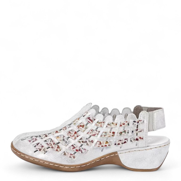 ŽENSKE SANDALE RIEKER 47156 SILVER METALLIC