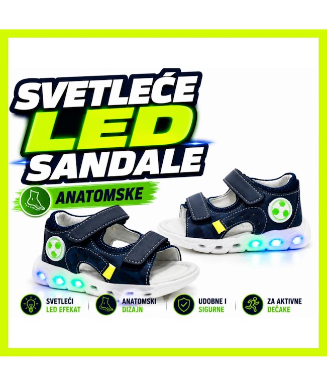 DEČIJE SVETLEĆE SANDALE - FOOTBALL / NAVY