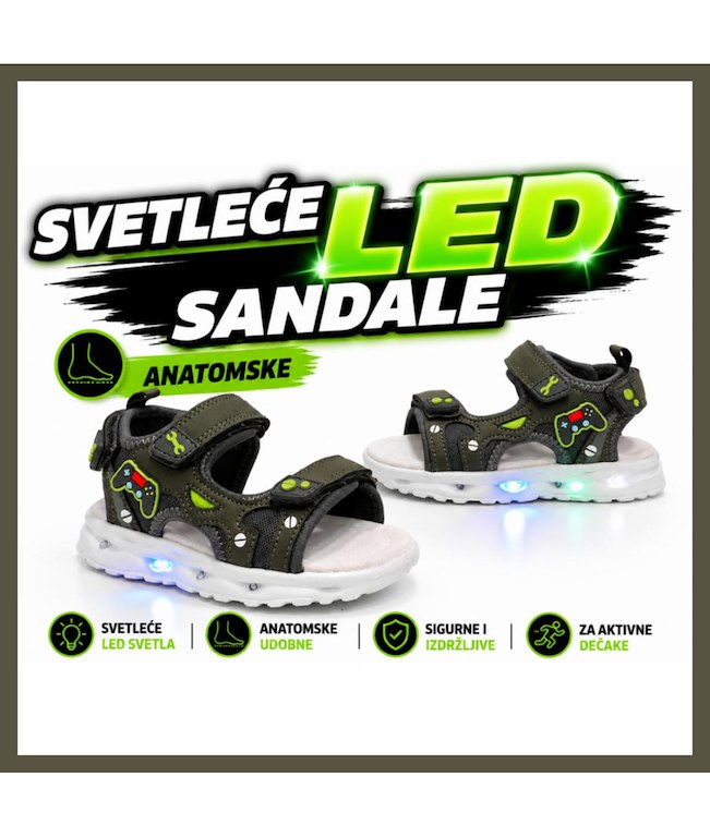 DEČIJE SVETLEĆE SANDALE - GAME / OLIVE