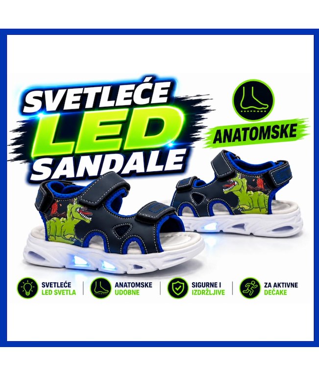 DEČIJE SVETLEĆE SANDALE - DINO / NAVY