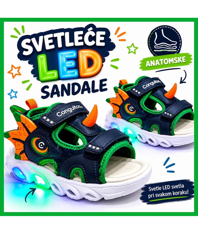 DEČIJE SVETLEĆE SANDALE - DRAGON / NAVY
