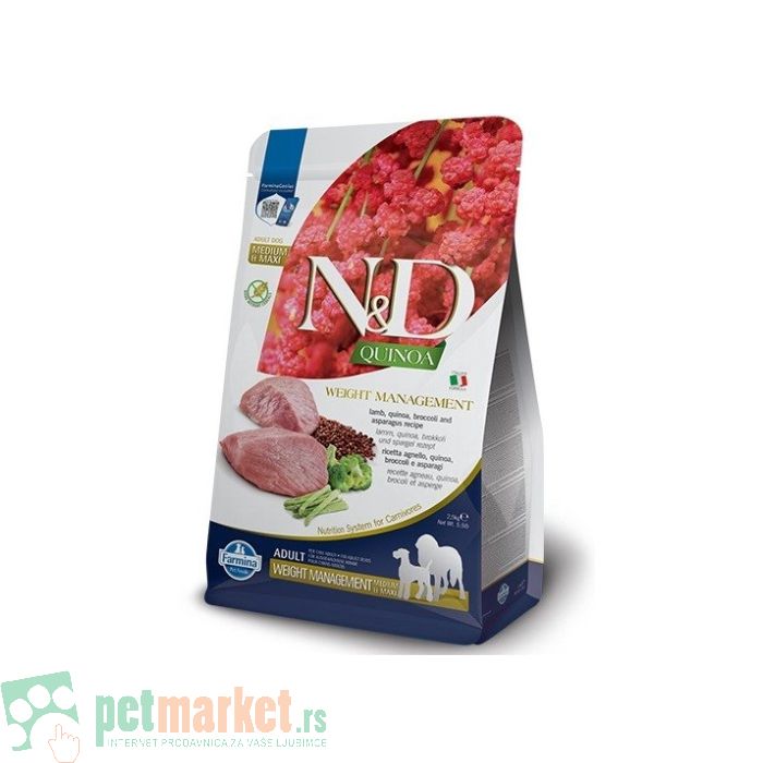 N&D Quinoa: Hrana za kotrolu težine Med/Max Adult Weight Management, Jagnjetina & Kinoa