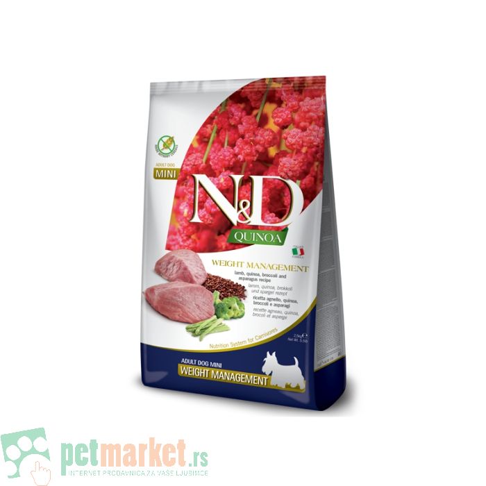 N&D Quinoa: Hrana za kotrolu težine Mini Weight Management, Jagnjetina & Kinoa