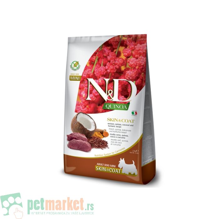 N&D Quinoa: Hrana za podršku koži Mini Adult Skin&Coat, Jelen & Kinoa
