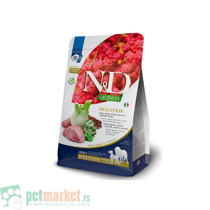 N&D Quinoa: Hrana za pse za podršku varenju Med/Max Adult Digestion, Jagnjetina & Kinoa
