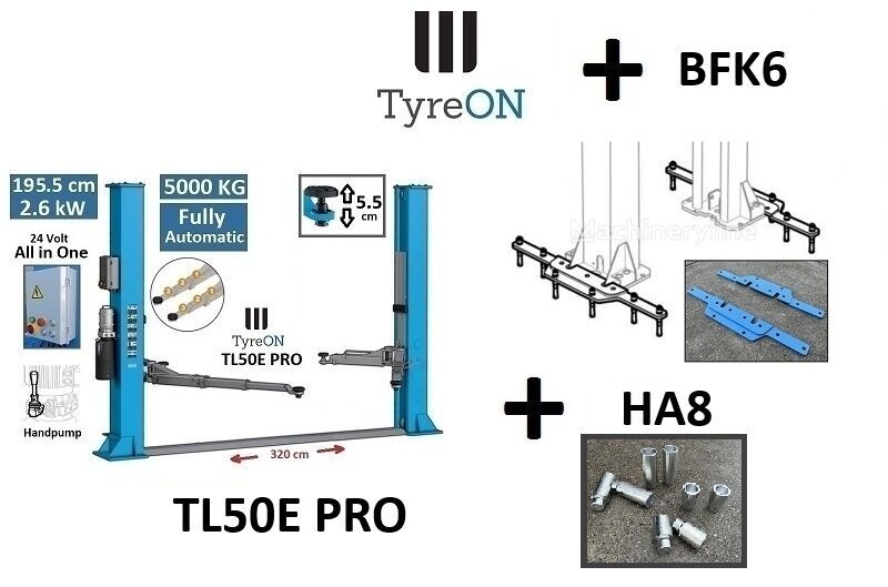 Nova TyreON 2 columns car lift 5T + base reinforcement kit + HA8 set plug-in dvostubna dizalica