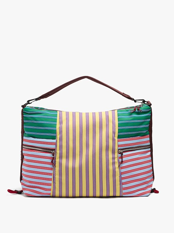 STRIPED NYLON SPORTS BAG