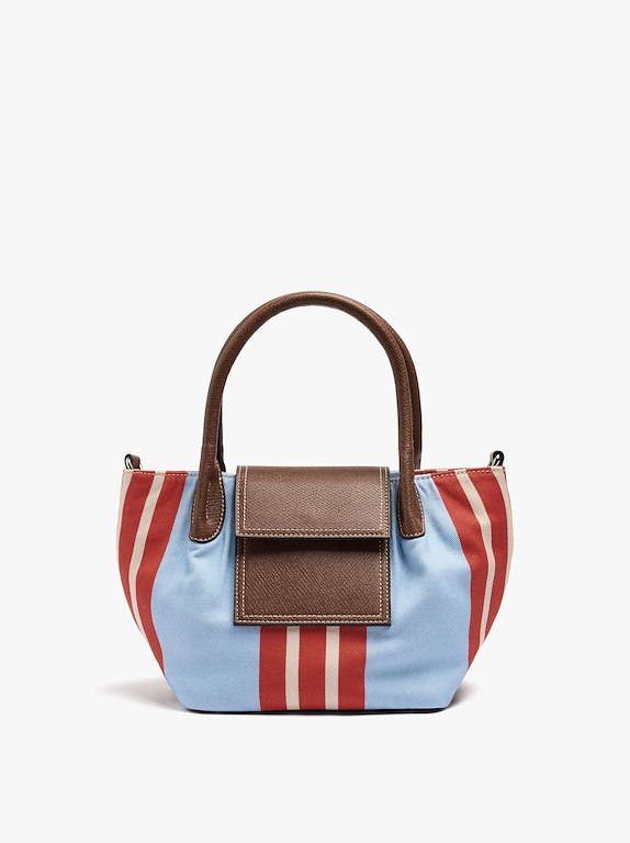 TOTE BAG OF NYLON WITH STRIPES WITH FLAP