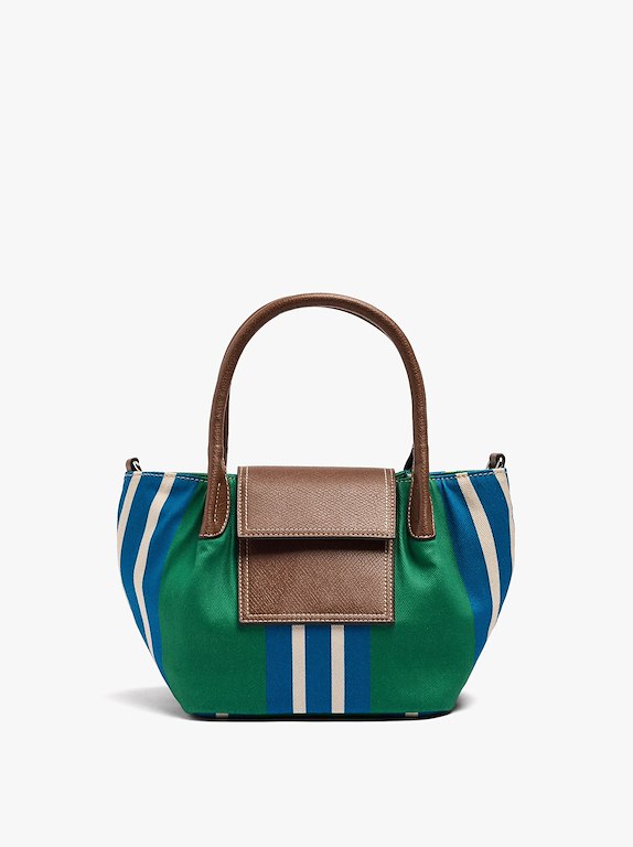 TOTE BAG OF NYLON WITH STRIPES WITH FLAP