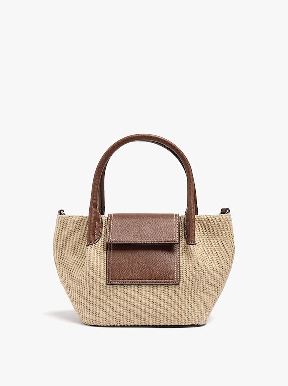 TOTE BAG WITH PAPER STRAW EFFECT WITH FLAP