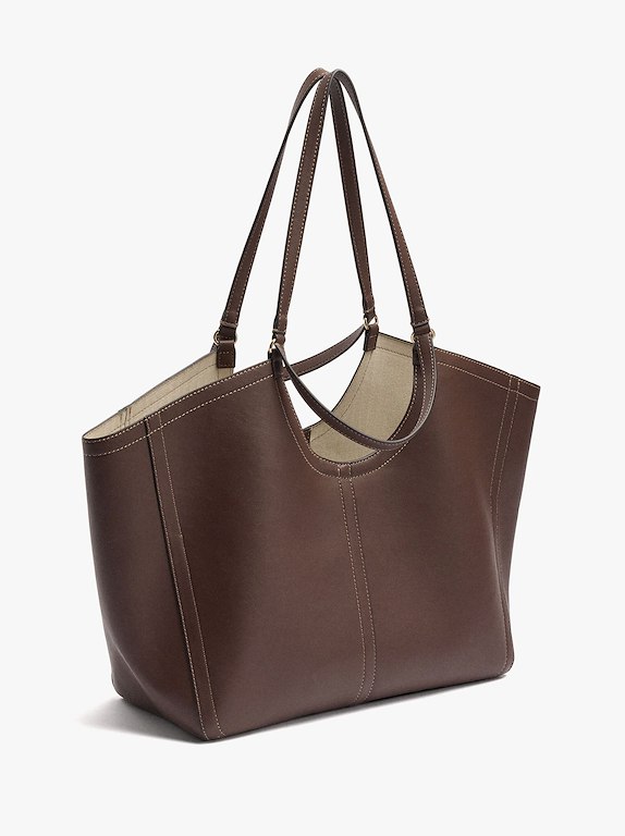 SHOPPER BAG WITH TOPSTITCHING L