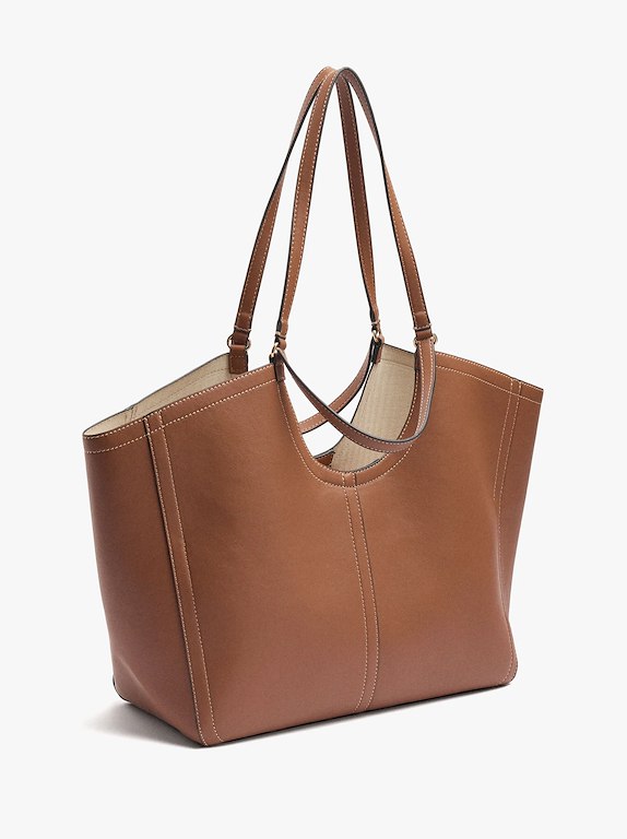 SHOPPER BAG WITH TOPSTITCHING L