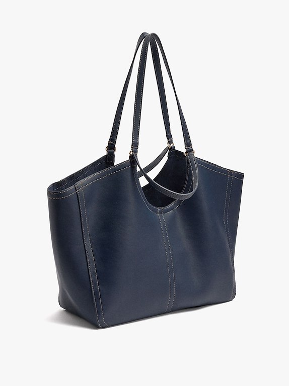 SHOPPER BAG WITH TOPSTITCHING L