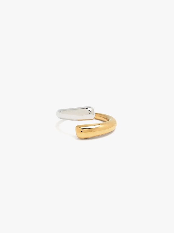 BICOLOR CROSSED RING - STAINLESS STEEL