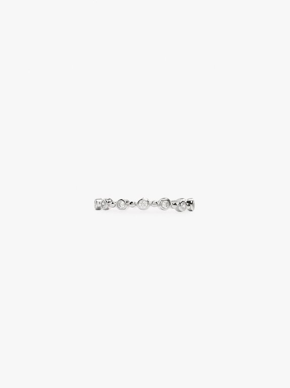 THIN RING WITH ZIRCONS SILVER PLATED - PRATA DE LEI 925
