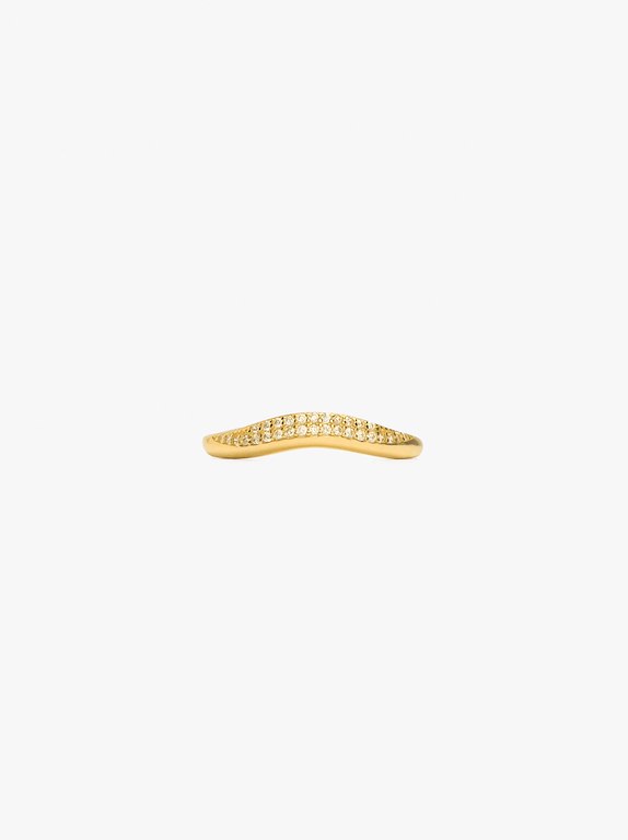 RING WITH WAVY CUBIC ZIRCONIA 18K GOLD PLATED - 925 STERLING SILVER