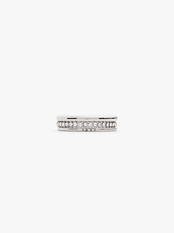SET OF RINGS WITH CRYSTALS - STAINLESS STEEL