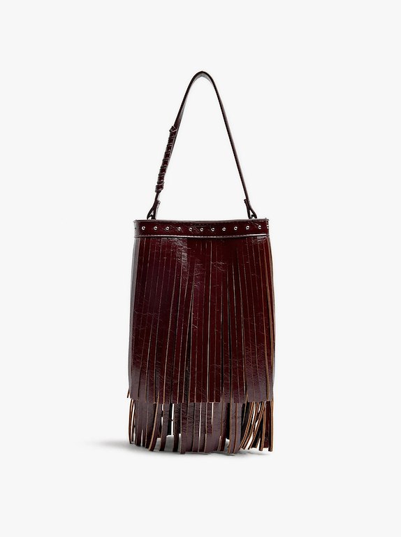 BUCKET BAG WITH STUDS AND FRINGES