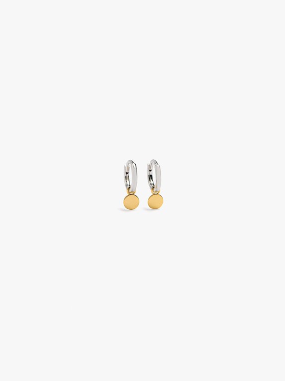 BICOLOR HOOP EARRINGS WITH MINI MEDAL
