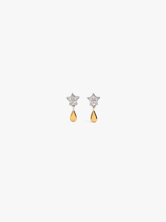 BICOLOR STAR EARRINGS WITH CUBIC ZIRCONIA