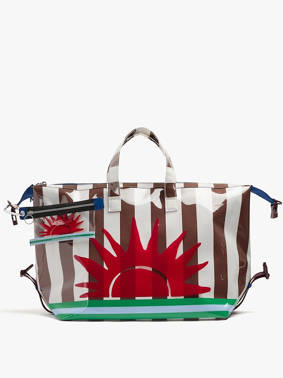 WEEKEND BAG WITH STRIPED PRINT