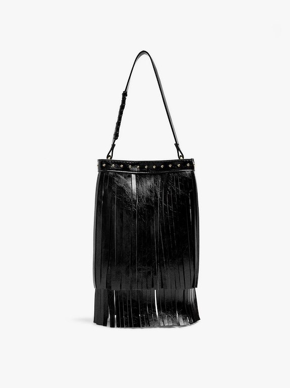 BUCKET BAG WITH STUDS AND FRINGES